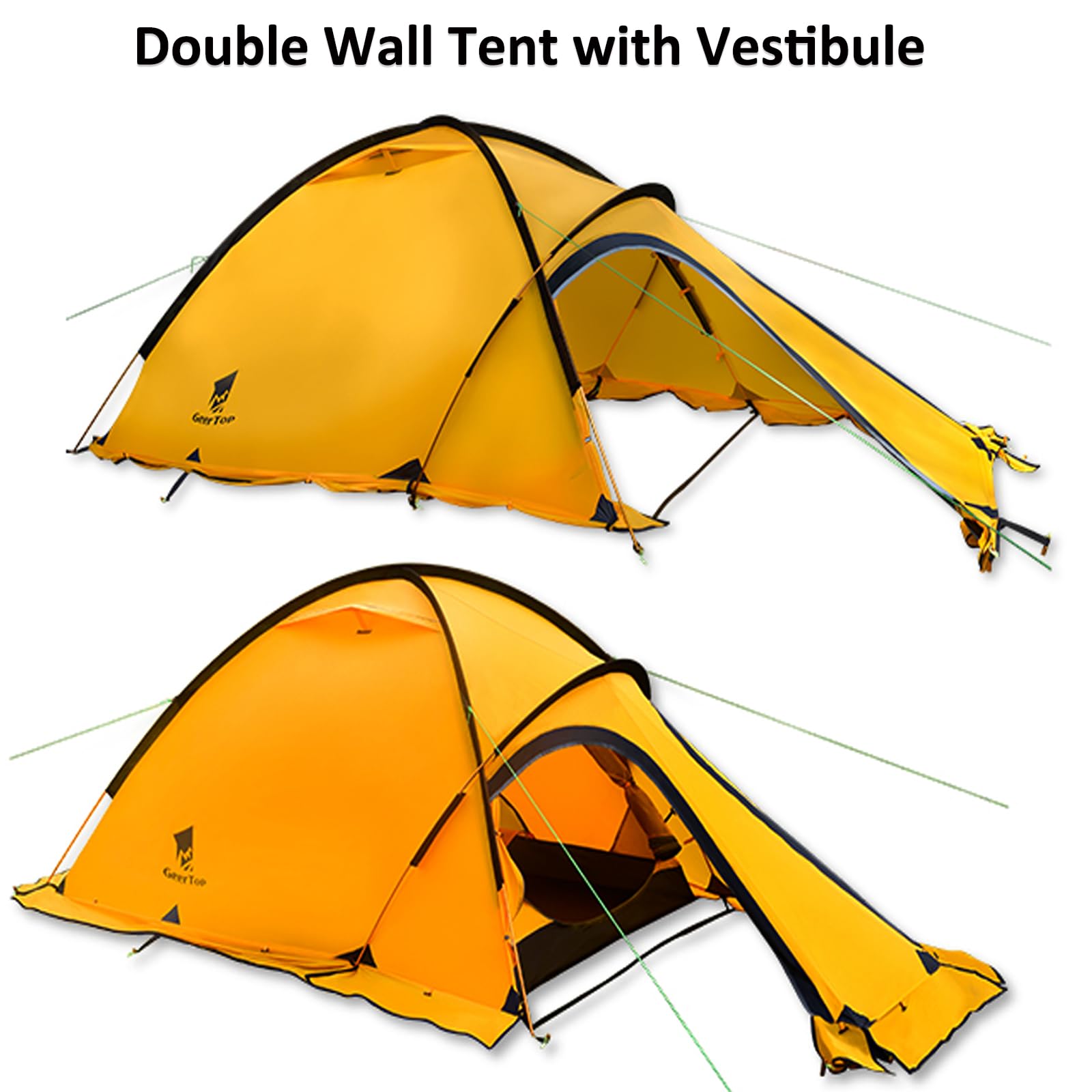 GEERTOP Portable 2 Person 4 Season Camp Tent Waterproof Backpacking Tent Double Layer All Weather for Camping Hiking Travel Climbing Mountaineering - Easy Set Up