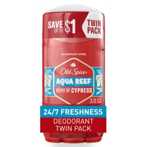 old spice aluminum free deodorant for men, 24/7 odor protection, red zone collection, aqua reef with cypress scent, 3 oz (pack of 2)