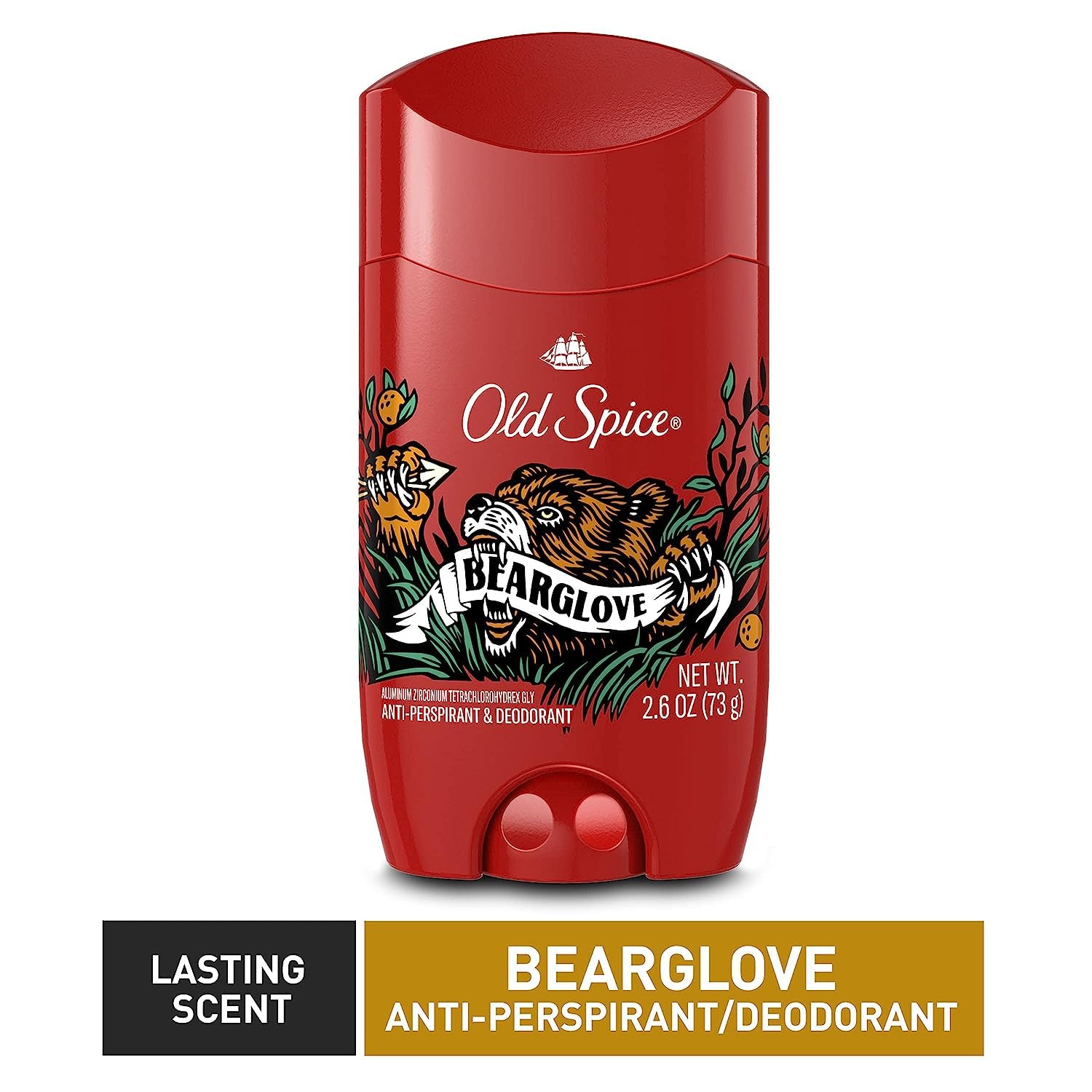 Old Spice Anti-Perspirant Deodorant for Men, Bearglove, 2.6 oz, Pack of 2