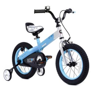 royalbaby boys girls kids bike 14 inch matte button bicycles with training wheels child bicycle blue