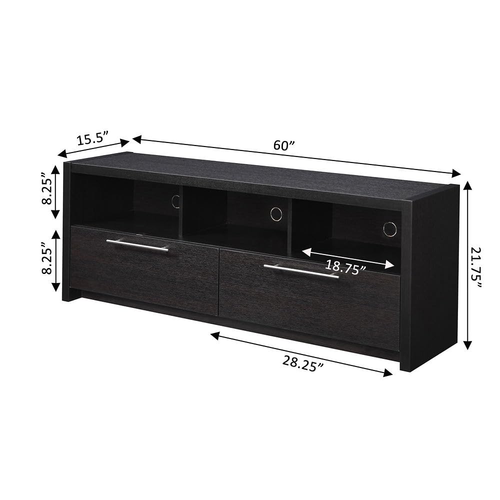 Convenience Concepts Newport Marbella 60 inch TV Stand with Cabinets and Shelves Home_Furniture_and_Decor, Espresso