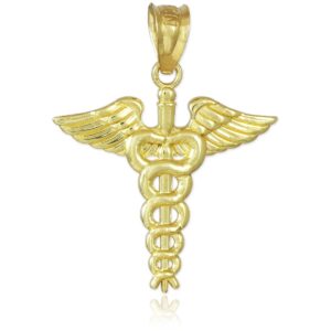 10k gold caduceus charm pendant