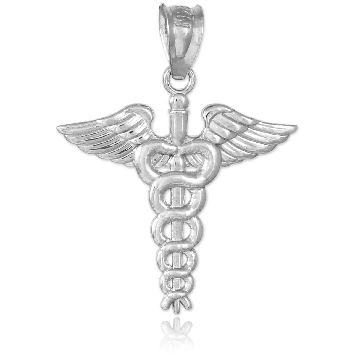 925 Sterling Silver Caduceus Charm Pendant