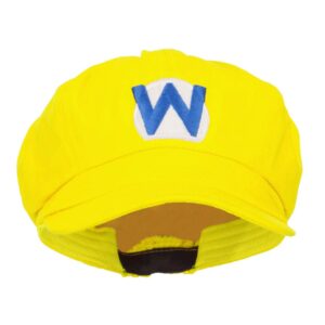 e4hats.com wario waluigi embroidered cotton newsboy cap - yellow osfm