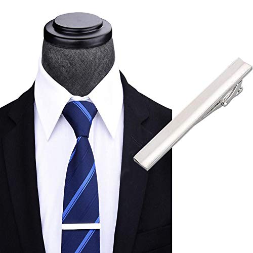 Men Metal Silver Tone Simple Necktie Tie Bar Clasp Clip (Sliver)