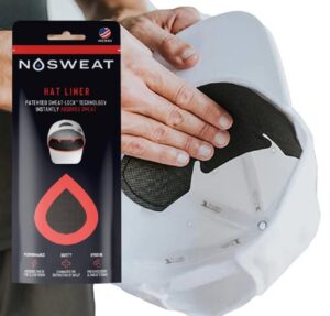 golf hat sweat liner – prevents stains & odor by nosweat- patented technology made in the usa (25) blk