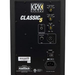 KRK Classic 5 Professional Bi-Amp 5" Powered Studio Monitor (2 Speakers) Pair of XLR Cable + Gravity Phone Holder, Black M