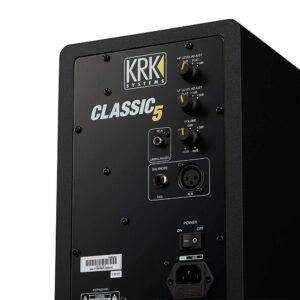 KRK Classic 5 Professional Bi-Amp 5" Powered Studio Monitor (2 Speakers) Pair of XLR Cable + Gravity Phone Holder, Black M