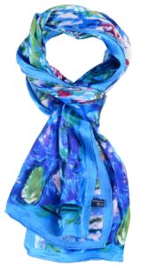 salutto women 100% silk scarves paintedlotus pond scarf