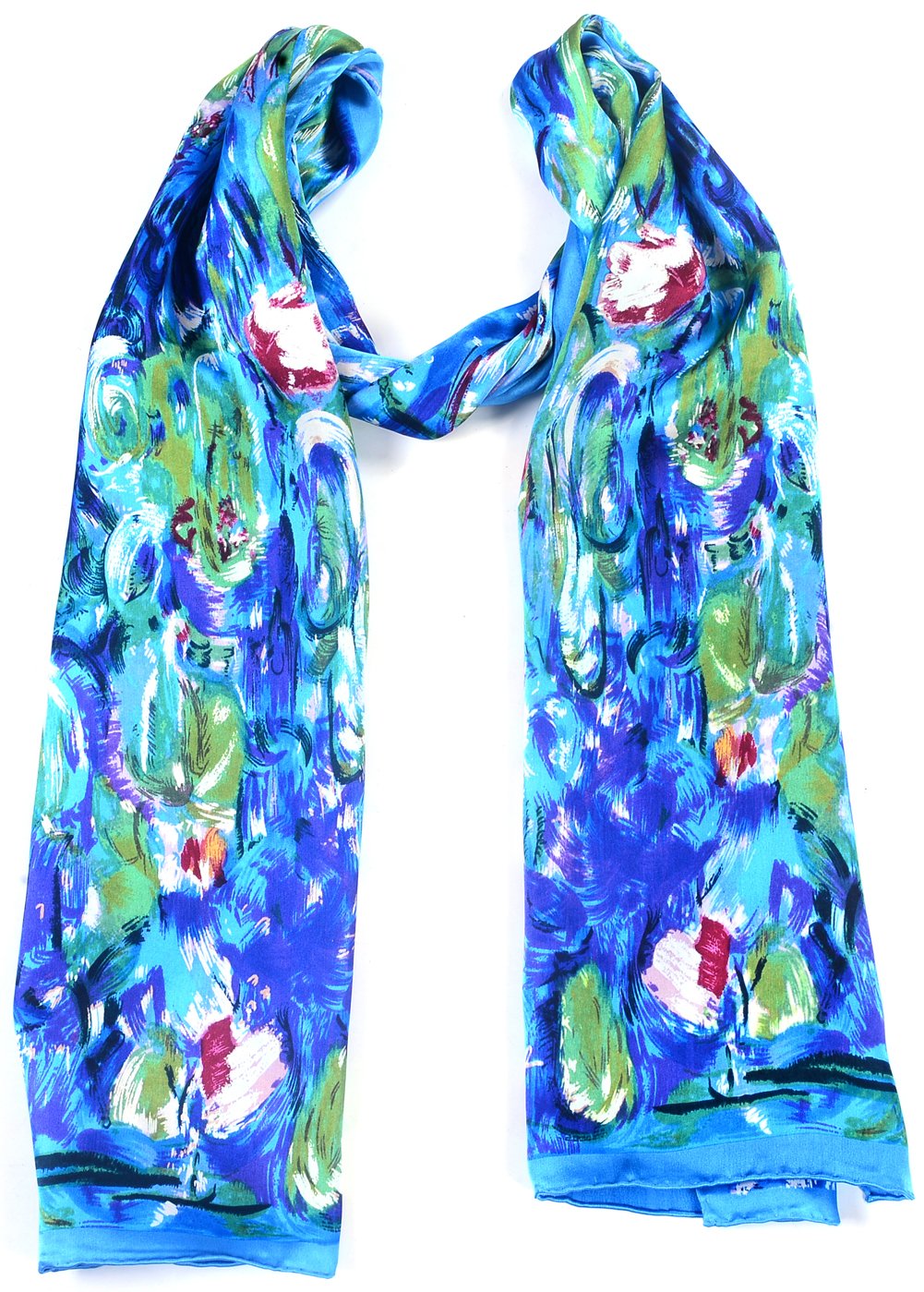 Salutto Women 100% Silk Scarves PaintedLotus Pond Scarf