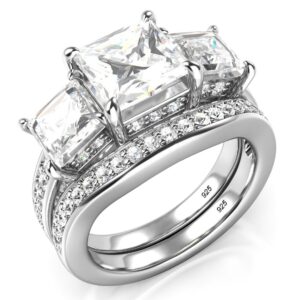 metal factory sz 7 sterling silver 3 carat princess cut cubic zirconia cz wedding engagement ring set