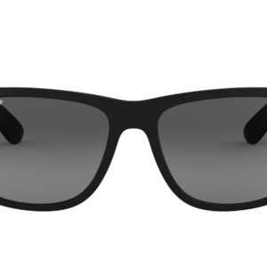 Ray-Ban RB4165F Justin Low Bridge Fit Rectangular Sunglasses, Rubber Black/Polarized Light Grey Gradient Grey, 55 mm