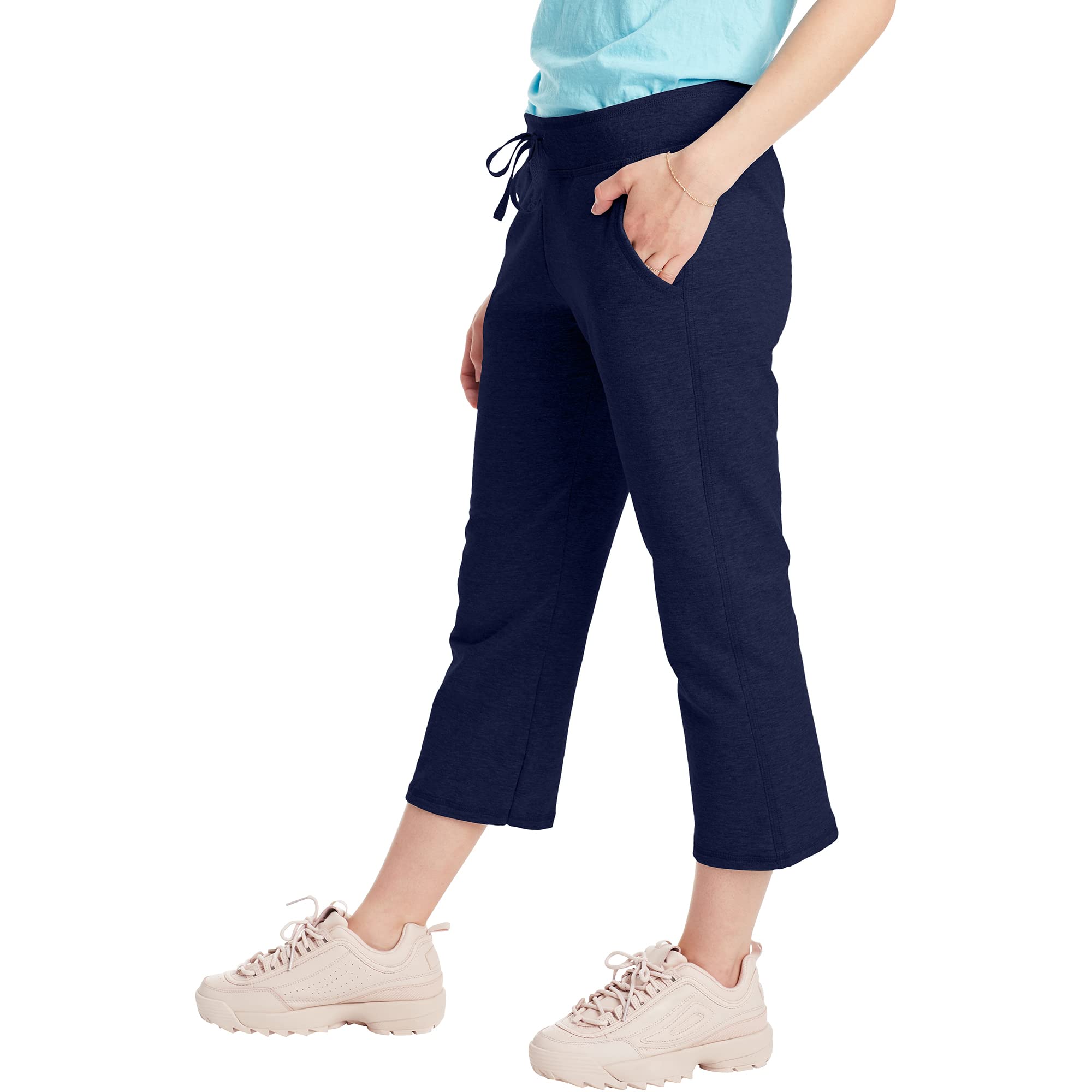 Hanes Women's French Terry Capris, Capri Pants, Navy, X-Large