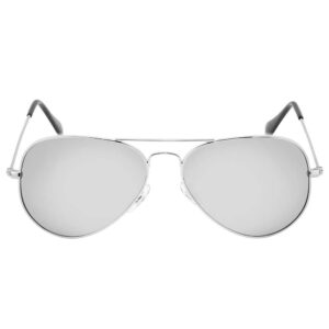 Rhode Island Novelty Aviator Sunglasses Mirror Lenses with Silver Frame One Pair