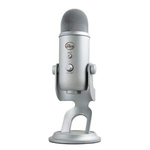 blue yeti usb mic for recording & streaming on pc and mac, 3 condenser capsules, 4 pickup patterns, headphone output and volume control, mic gain control, adjustable stand, plug & play - space gray