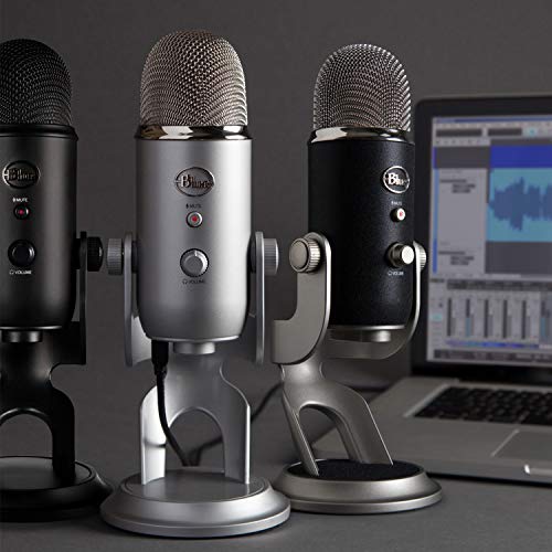 Blue Yeti USB Mic for Recording & Streaming on PC and Mac, 3 Condenser Capsules, 4 Pickup Patterns, Headphone Output and Volume Control, Mic Gain Control, Adjustable Stand, Plug & Play - Space Gray