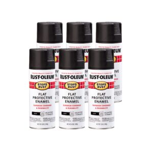 rust-oleum 7776830-6pk stops rust spray paint, 12 oz, flat black, 6 pack