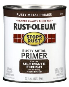 rust-oleum 7769502 flat rusty metal primer stops rust enamel paint, 1 quart can (pack of 2)