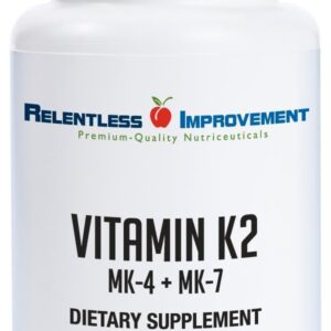 Relentless Improvement Vitamin K2 MK4 Plus MK7 Vegan Naturally-Derived Vege-Caps 90 Count