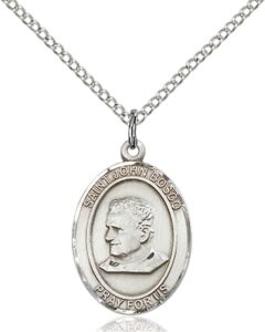 f a dumont sterling silver st. john bosco pendant with 18" stainless steel lite curb chain. patron saint of students/apprentices