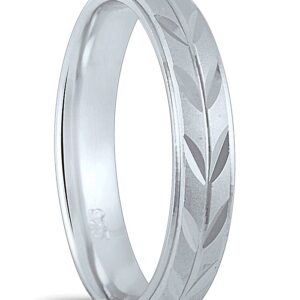 Heartbeat Sterling Silver 4mm Diamond-cut Chevron Brush Finish Shiny Edge Wedding Band Ring (6)