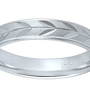 Heartbeat Sterling Silver 4mm Diamond-cut Chevron Brush Finish Shiny Edge Wedding Band Ring (6)