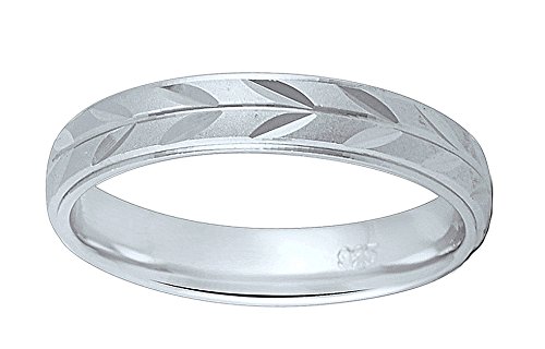 Heartbeat Sterling Silver 4mm Diamond-cut Chevron Brush Finish Shiny Edge Wedding Band Ring (6)