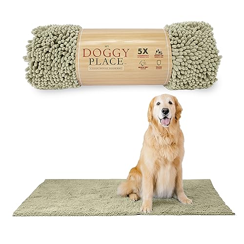 My Doggy Place Microfiber Dog Mat for Muddy Paws, 60" x 36" Oatmeal - Non-Slip, Absorbent and Quick-Drying Dog Paw Cleaning Mat, Washer and Dryer Safe - X-Large/Runner