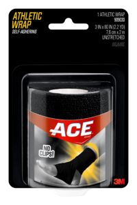 ace brand athletic wrap, 3 in. x 80 in., black, 1 roll/pack