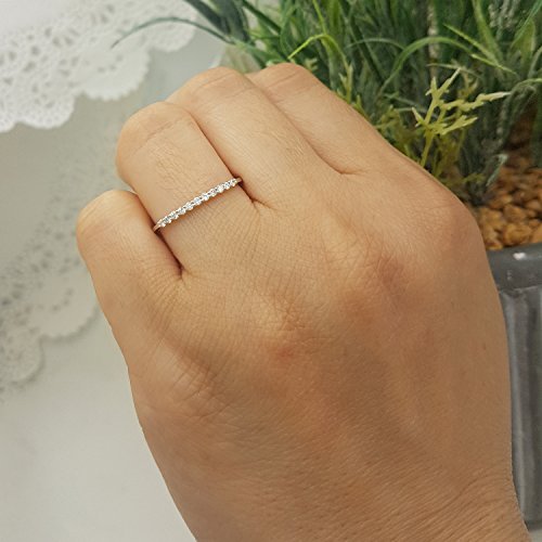 Dazzlingrock Collection 0.17 Carat (ctw) 10K White Diamond Ladies Anniversary Wedding Ring Stackable Band, White Gold, Size 7.5