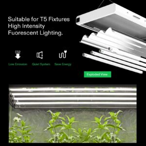 VIVOSUN T5 Grow Light Bulbs 2 Ft 22 Inches, 24W 6500K HO Fluorescent Tubes Light Bulbs, Cool White T5 Bulb for 22 Inches T5 Light Fixtures, T5 Grow Lights for Indoor Plants, 2 Ft 24W Pack of 5