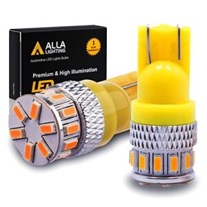 alla lighting t10 wedge 168 194 led bulbs, amber yellow super bright 360° side marker lights, interior map, dome, trunk lamps w5w 2825 175, 3014 18-smd 12v replacement for cars, trucks