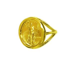 TEX 14k Tri-Color Gold Ring, 1/10oz US American Eagle Coin, Approx 5.4g