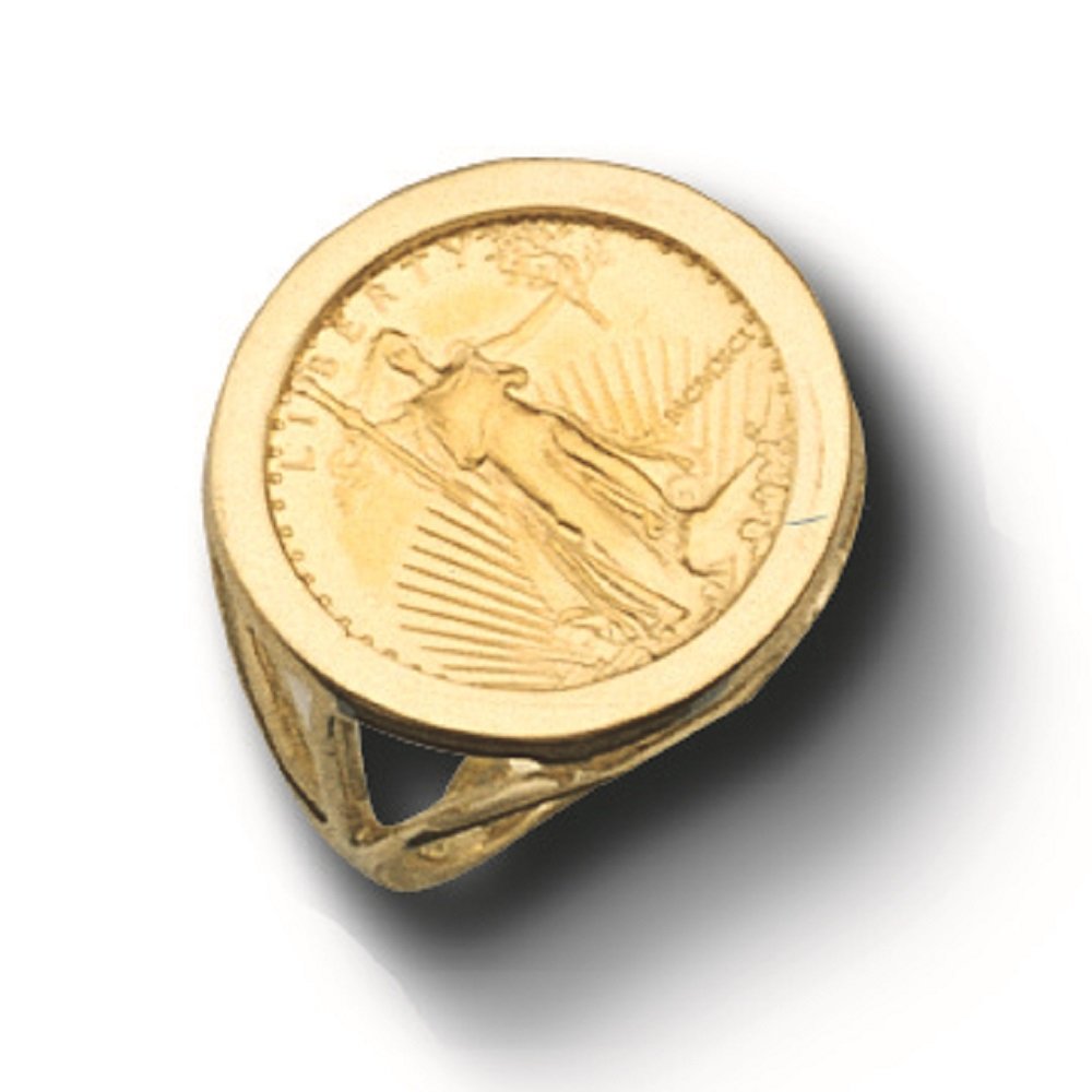 TEX 14k Tri-Color Gold Ring, 1/10oz US American Eagle Coin, Approx 5.4g