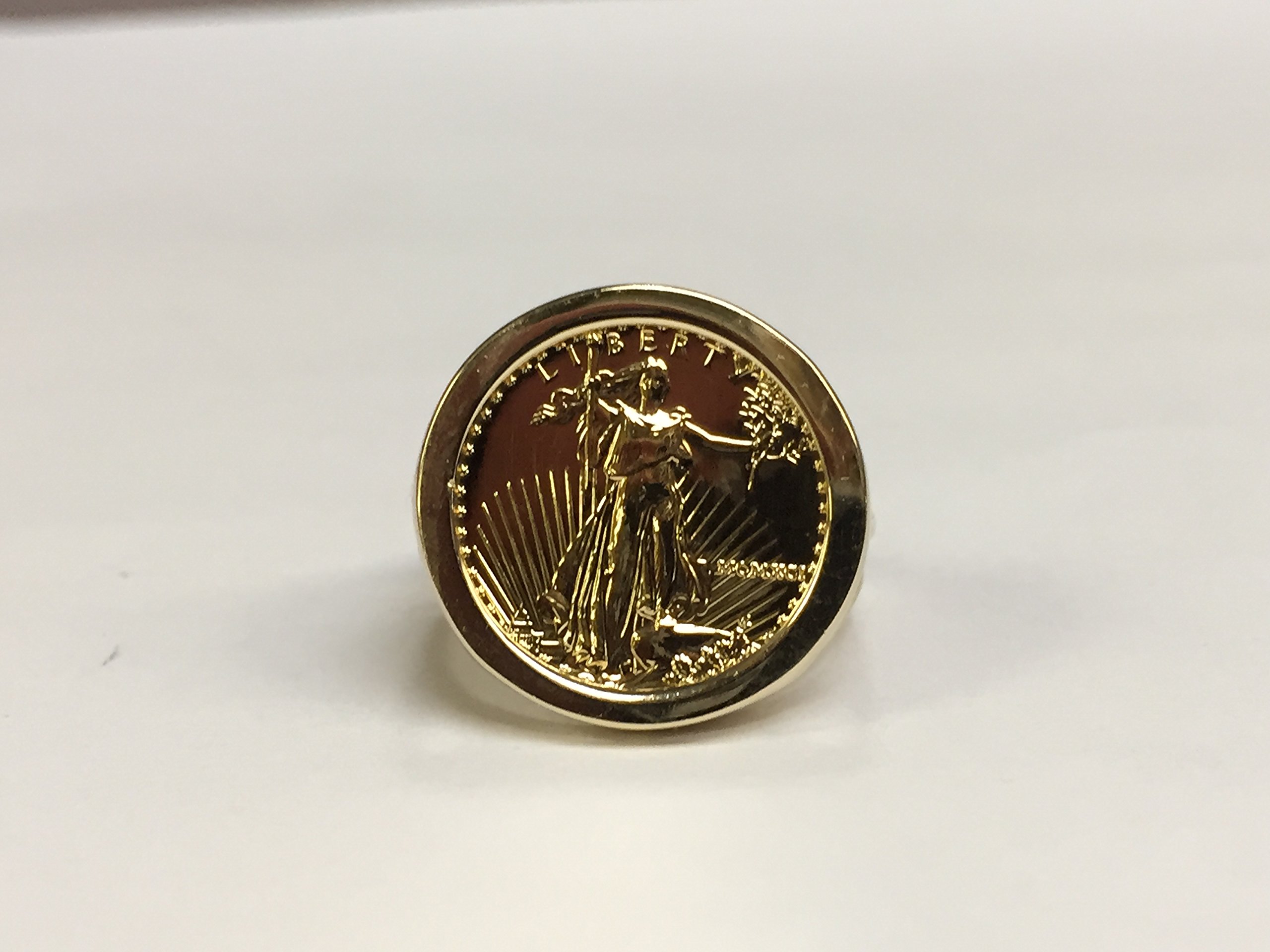 TEX 14k Tri-Color Gold Ring, 1/10oz US American Eagle Coin, Approx 5.4g