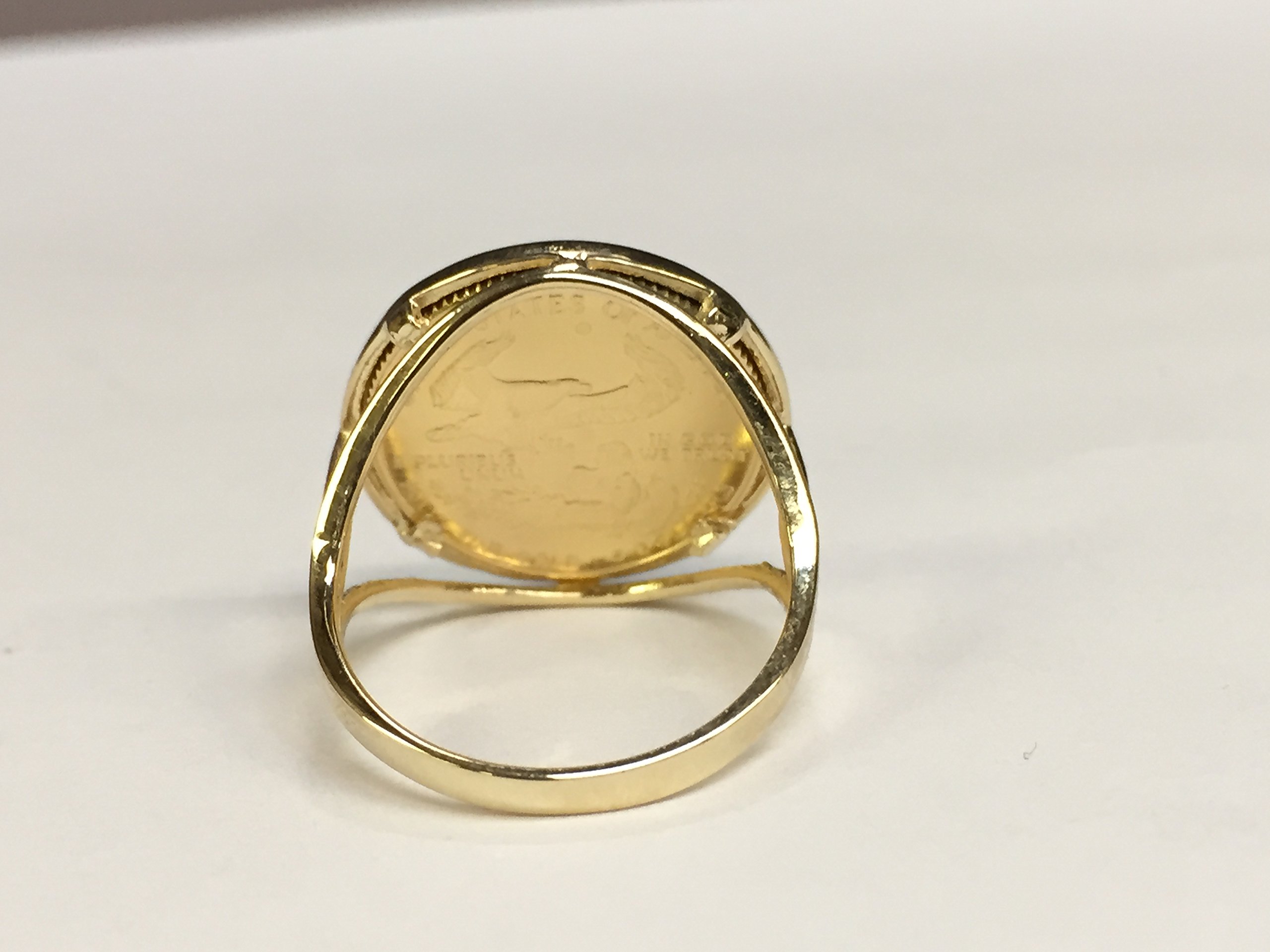 TEX 14k Tri-Color Gold Ring, 1/10oz US American Eagle Coin, Approx 5.4g