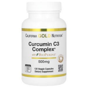 curcumin c3 complex from turmeric root with bioperine black pepper extract for high absorption, 95% curcuminoids, 500 mg, 120 veggie capsules, 3rd party test