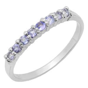 dazzlingrock collection 0.30 carat (ctw) sterling silver round cut tanzanite ladies wedding band ring 1/3 ct, size 9