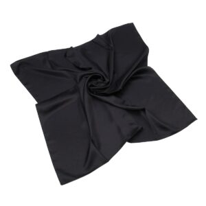 trendsblue elegant large silk feel solid color satin square scarf wrap 35", black