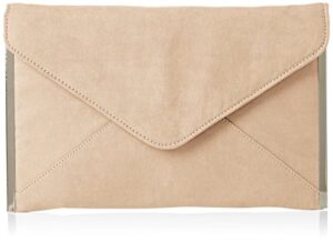 swankyswans louis suede slim envelope party prom clutch bag, beige (nude)