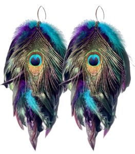 fashmorous peacock feather earrings long feather earrings for women feather earrings purple