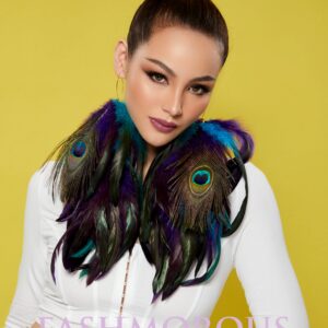 Fashmorous Peacock Feather Earrings Long Feather Earrings for Women Feather Earrings Purple