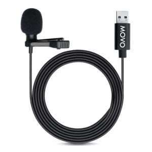 movo m1 usb lavalier lapel clip-on omnidirectional computer microphone for laptop, pc and mac, perfect podcasting, gaming, streaming and desktop mic (20-foot cord)