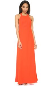 jill jill stuart women's t-strap sleeveless a-line gown, tangerine, 8