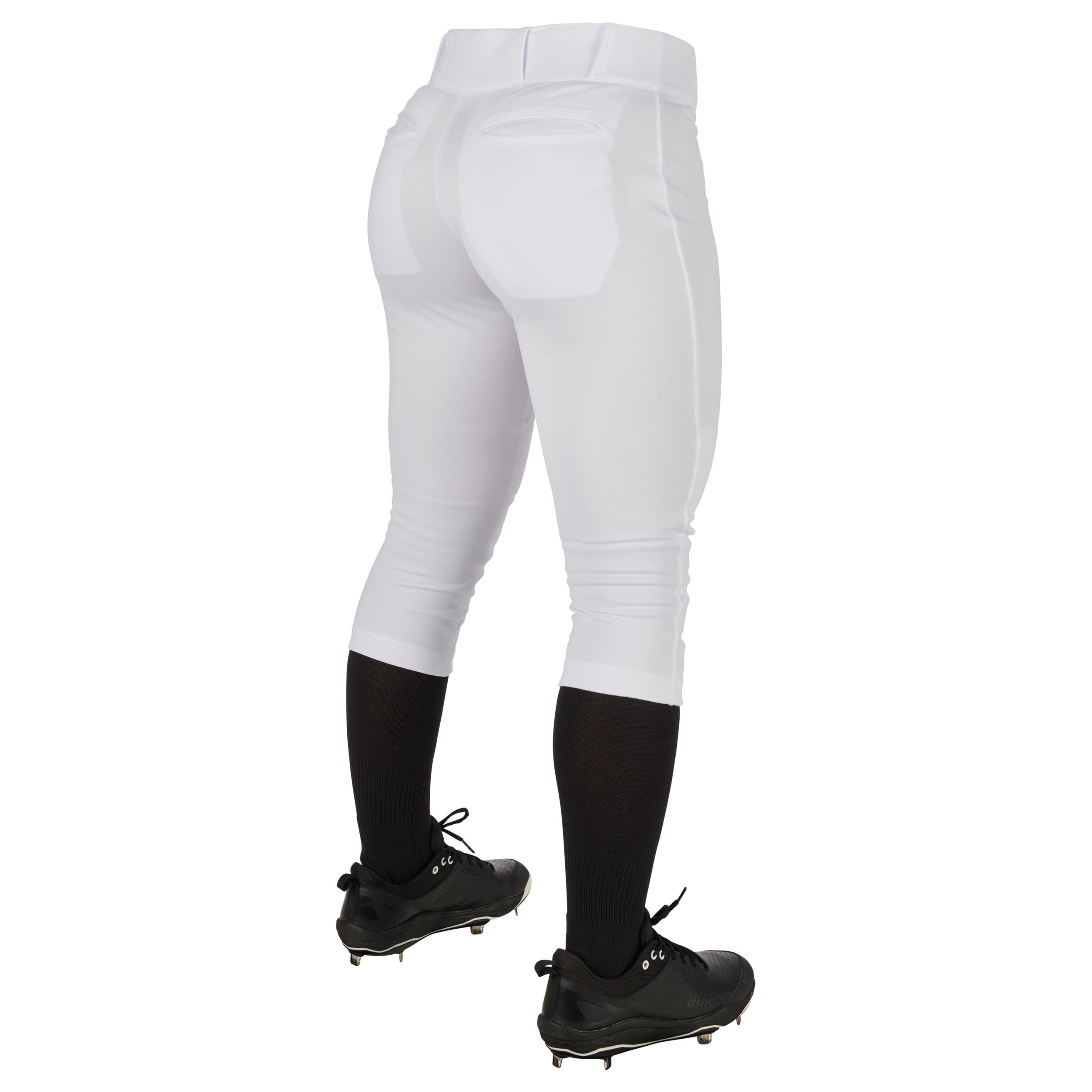 CHAMPRO Girls Tournament Traditional Low-Rise Softball Pants, White, Large