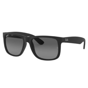 authentic ray-ban justin rb 4165 622/t3 55mm rubber black/grey gradient polarized