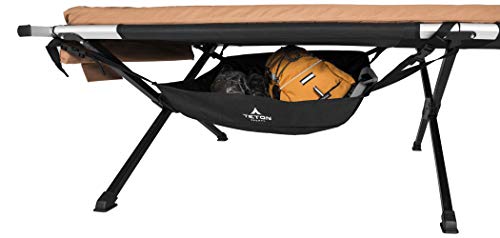 TETON Sports Under Cot Storage; Perfect Companion to the TETON Sports Camping Cots; A Must Have for Camping Cot Users; Storage Organizer for Under Your Cot , Black, 25.5 x 23.5 x 5"