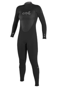 o'neill women's epic 3/2mm back zip full wetsuit, black/black/black, 8s