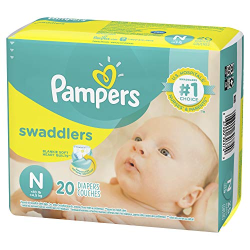 Pampers Swaddlers Diapers Size N 20 Count Pack of 2 (Total of 40 Pampers)