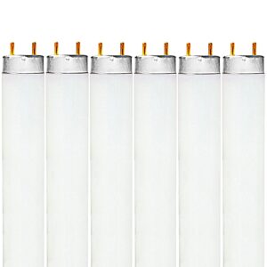 luxrite f17t8/865 17w 24 inch t8 fluorescent tube light bulb, 6500k daylight, 1350 lumens, g13 medium bi-pin base, lr20755, 6-pack